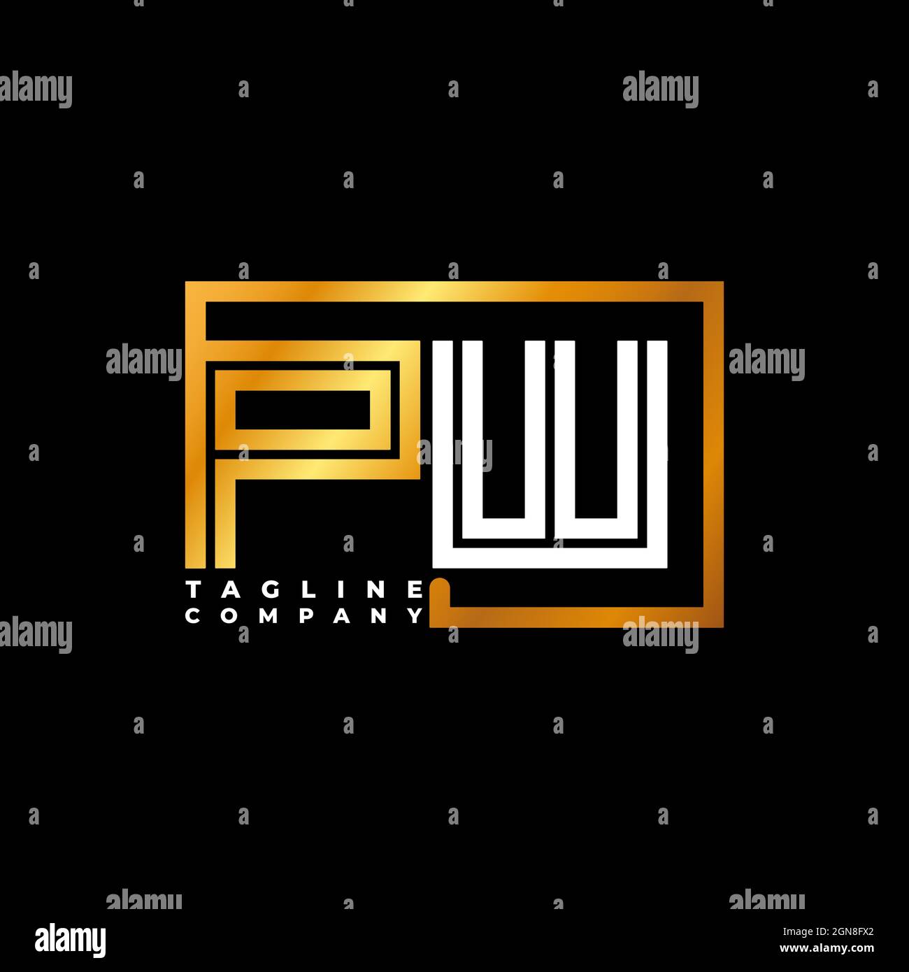 PW Logo letter monogram shape line golden vector template. Business ...