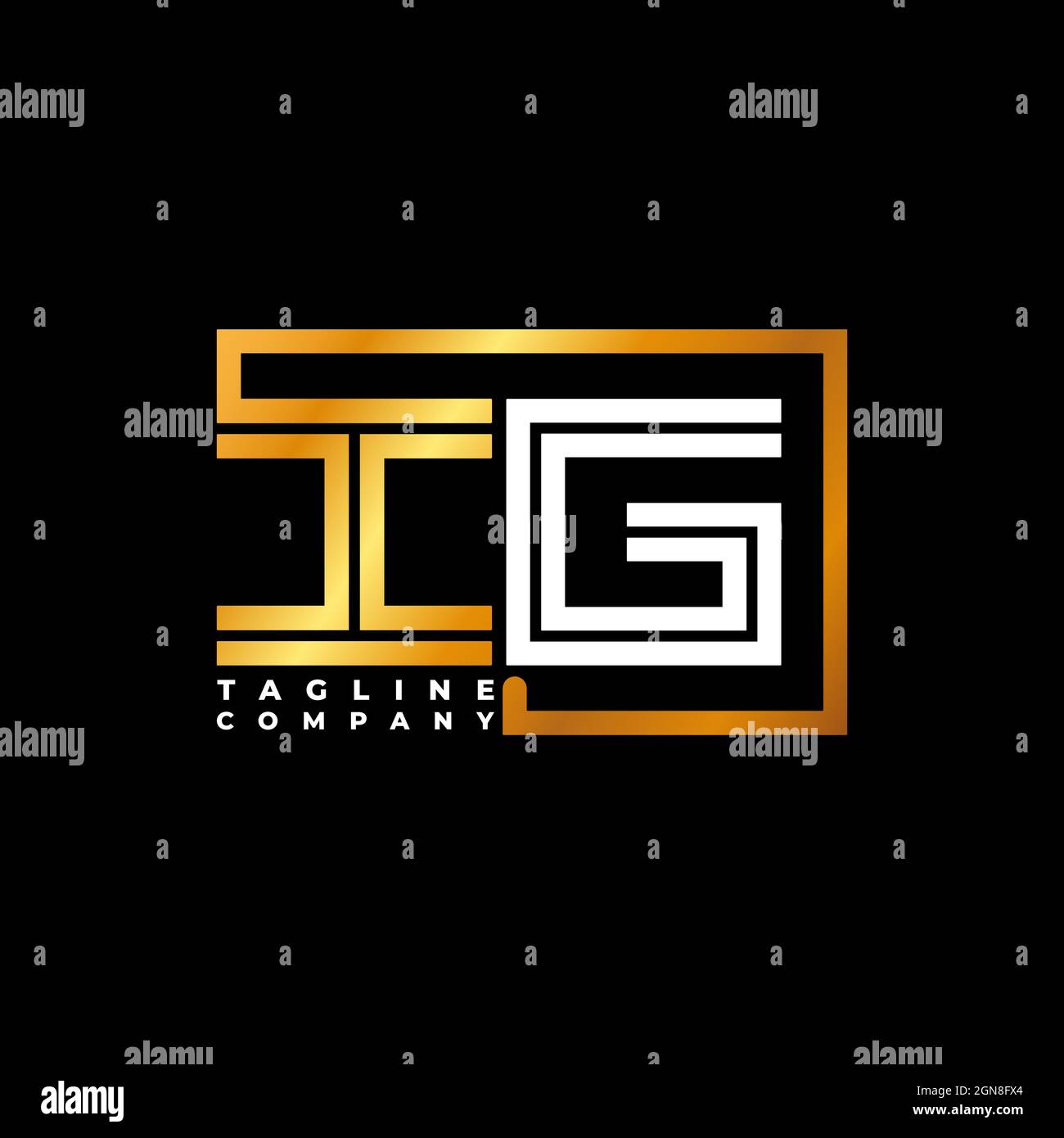 IG Logo letter monogram shape line golden vector template. Business ...