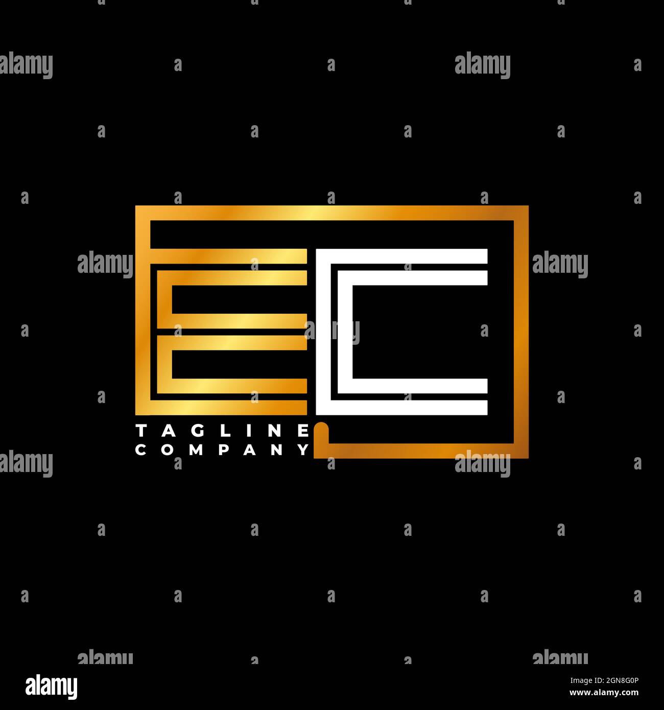 EC Logo letter monogram shape line golden vector template. Business ...