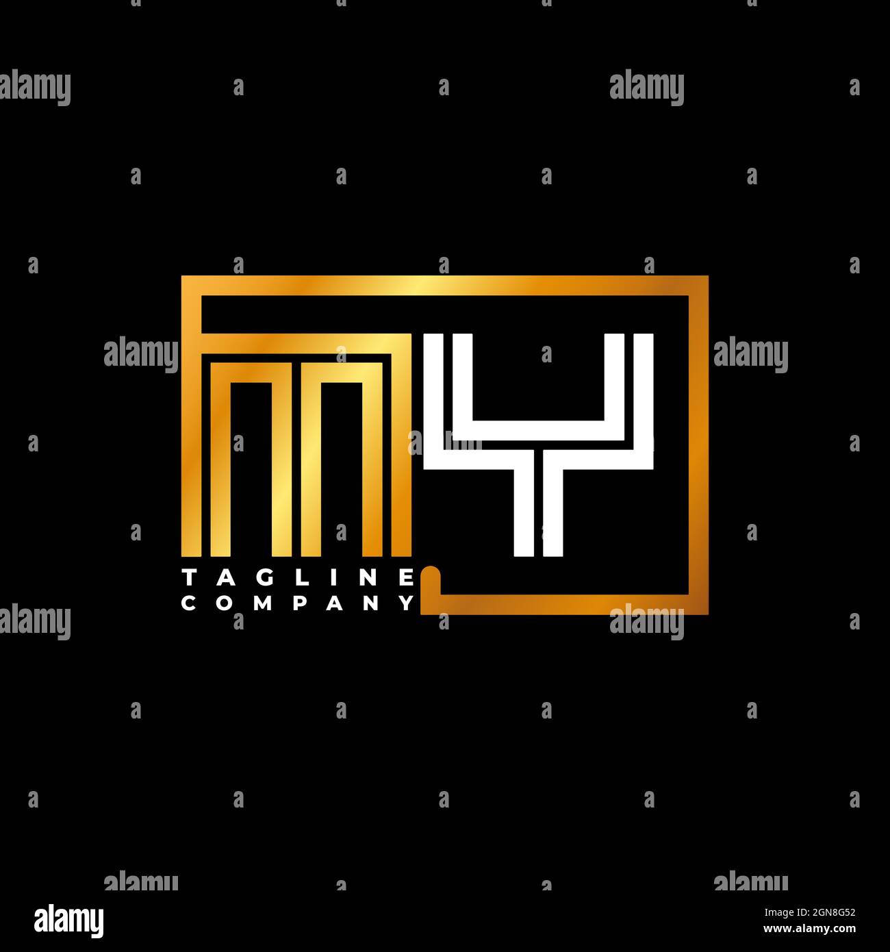 MY Logo letter monogram shape line golden vector template. Business ...
