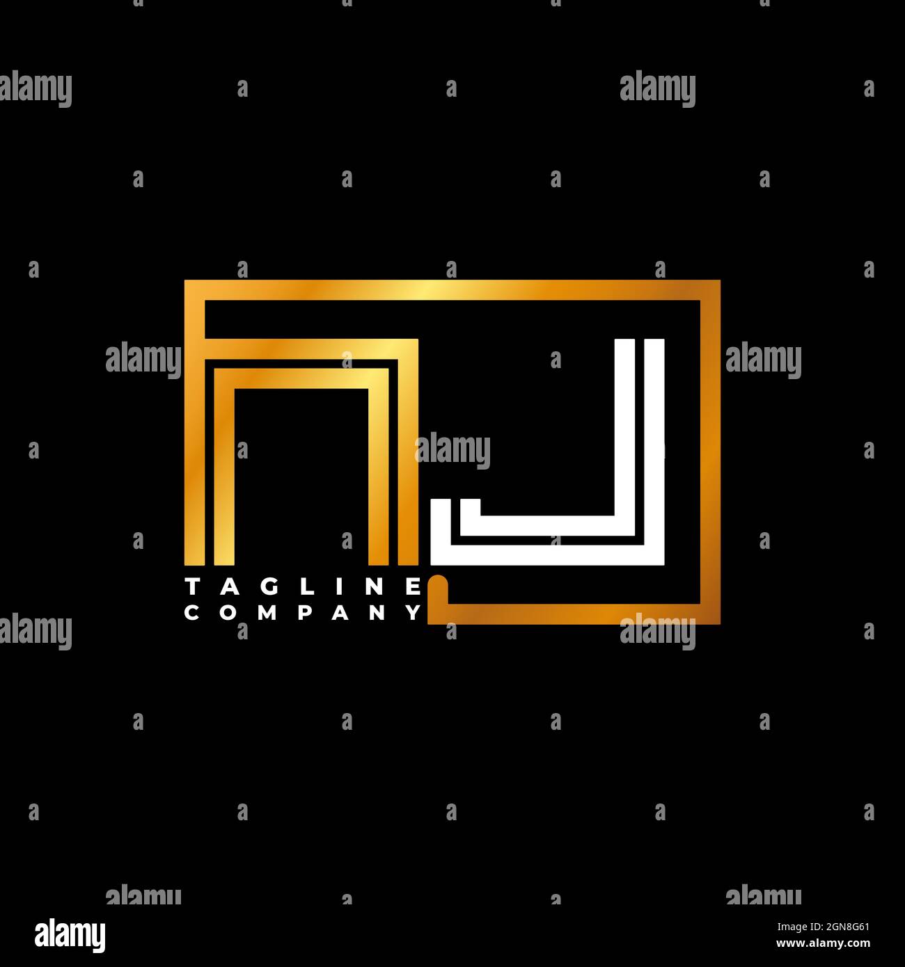 NJ Logo letter monogram shape line golden vector template. Business ...