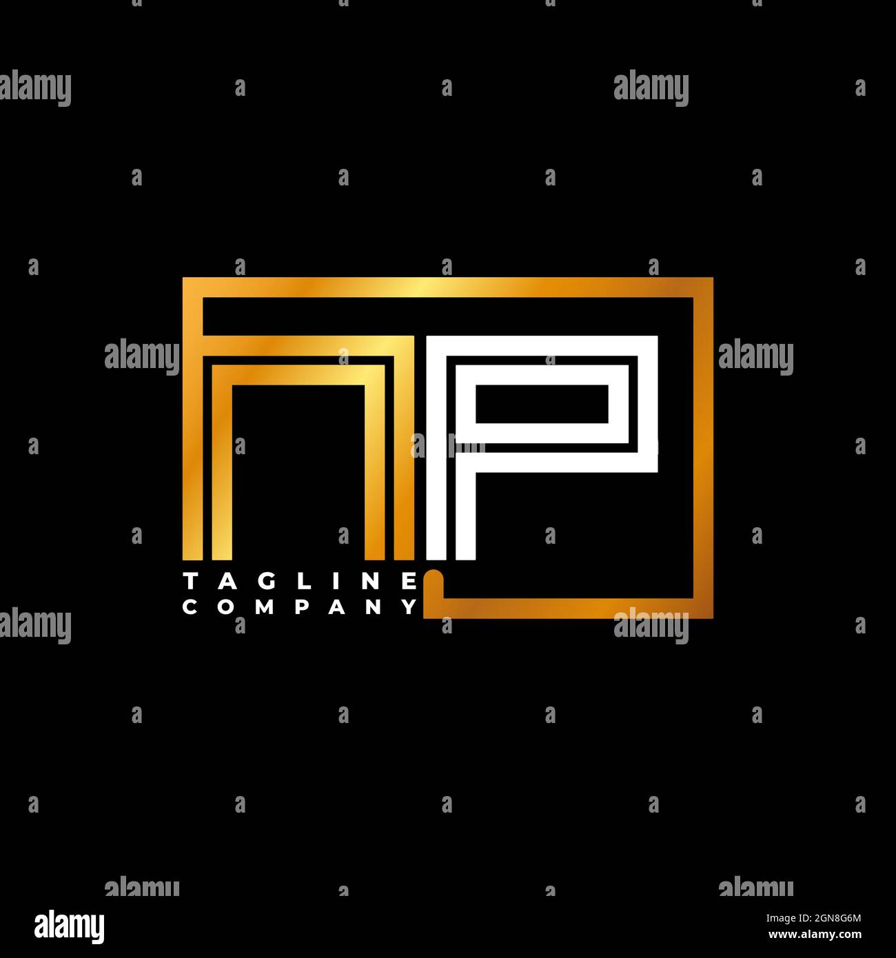 NP Logo letter monogram shape line golden vector template. Business ...
