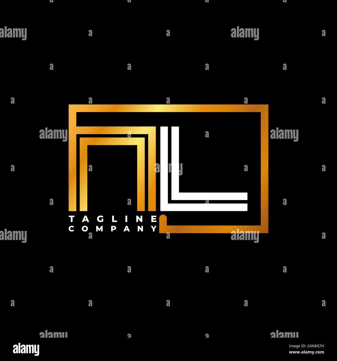 NL Logo letter monogram shape line golden vector template. Business ...