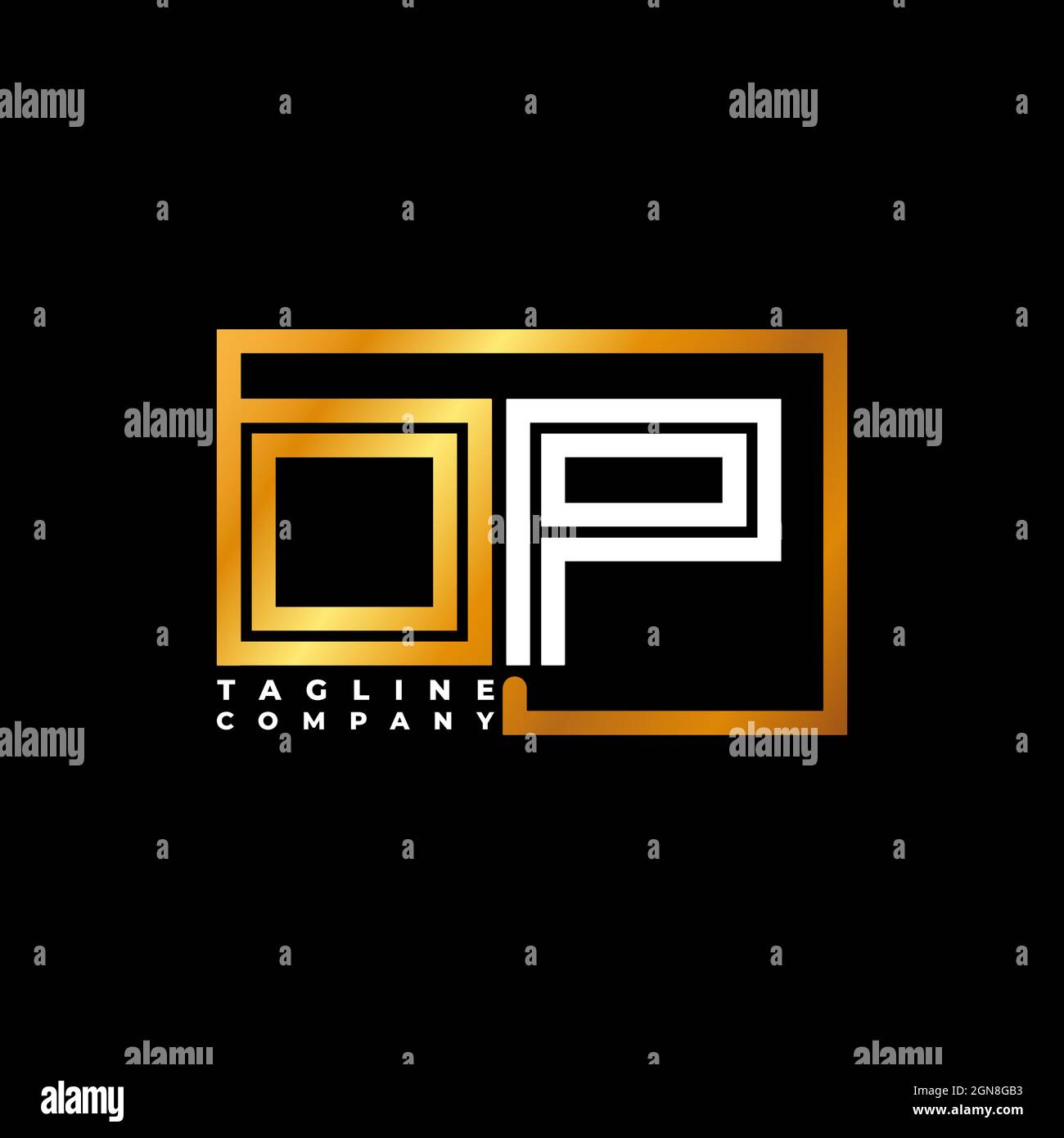 OP Logo letter monogram shape line golden vector template. Business ...