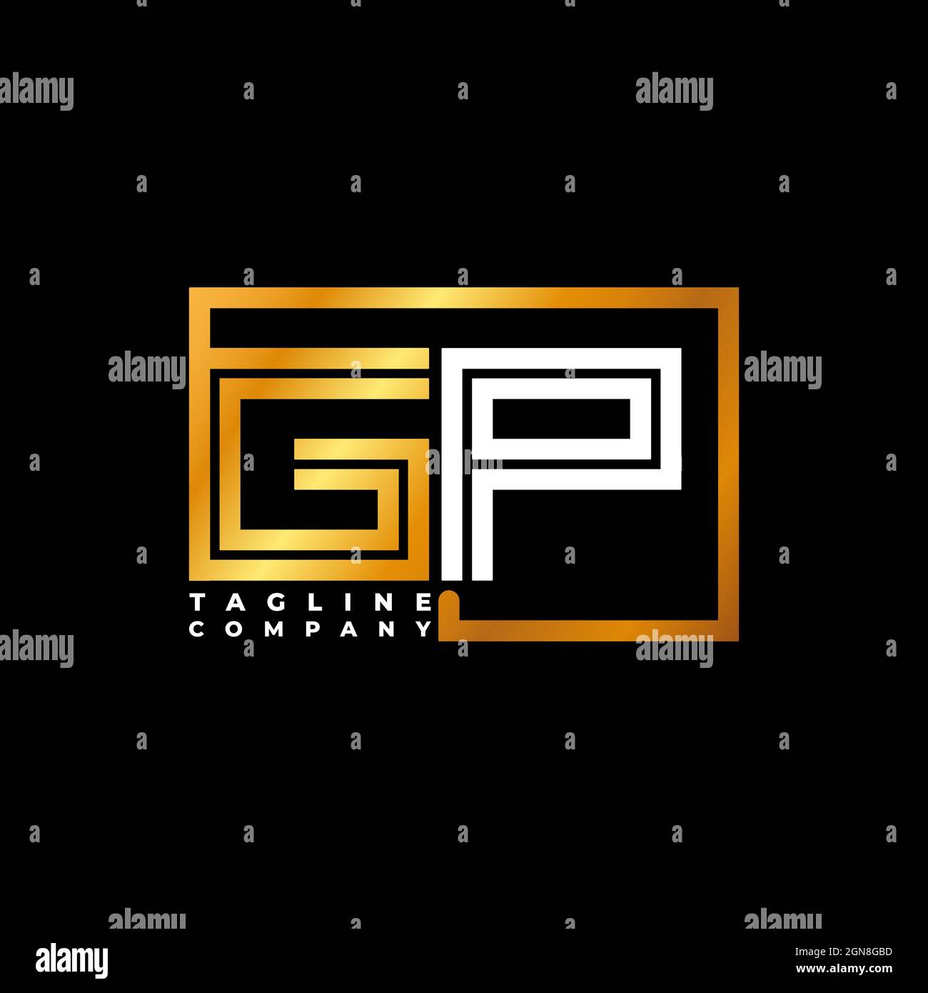 GP Logo letter monogram shape line golden vector template. Business ...