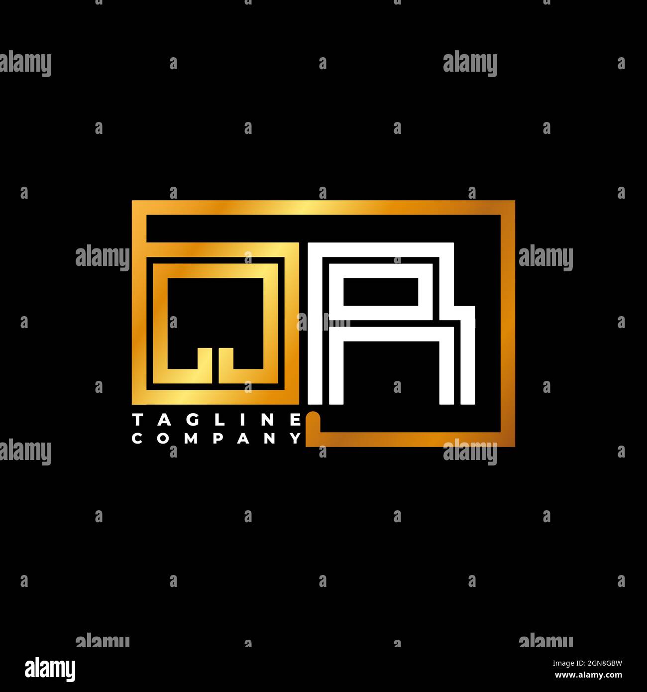 QR Logo letter monogram shape line golden vector template. Business ...