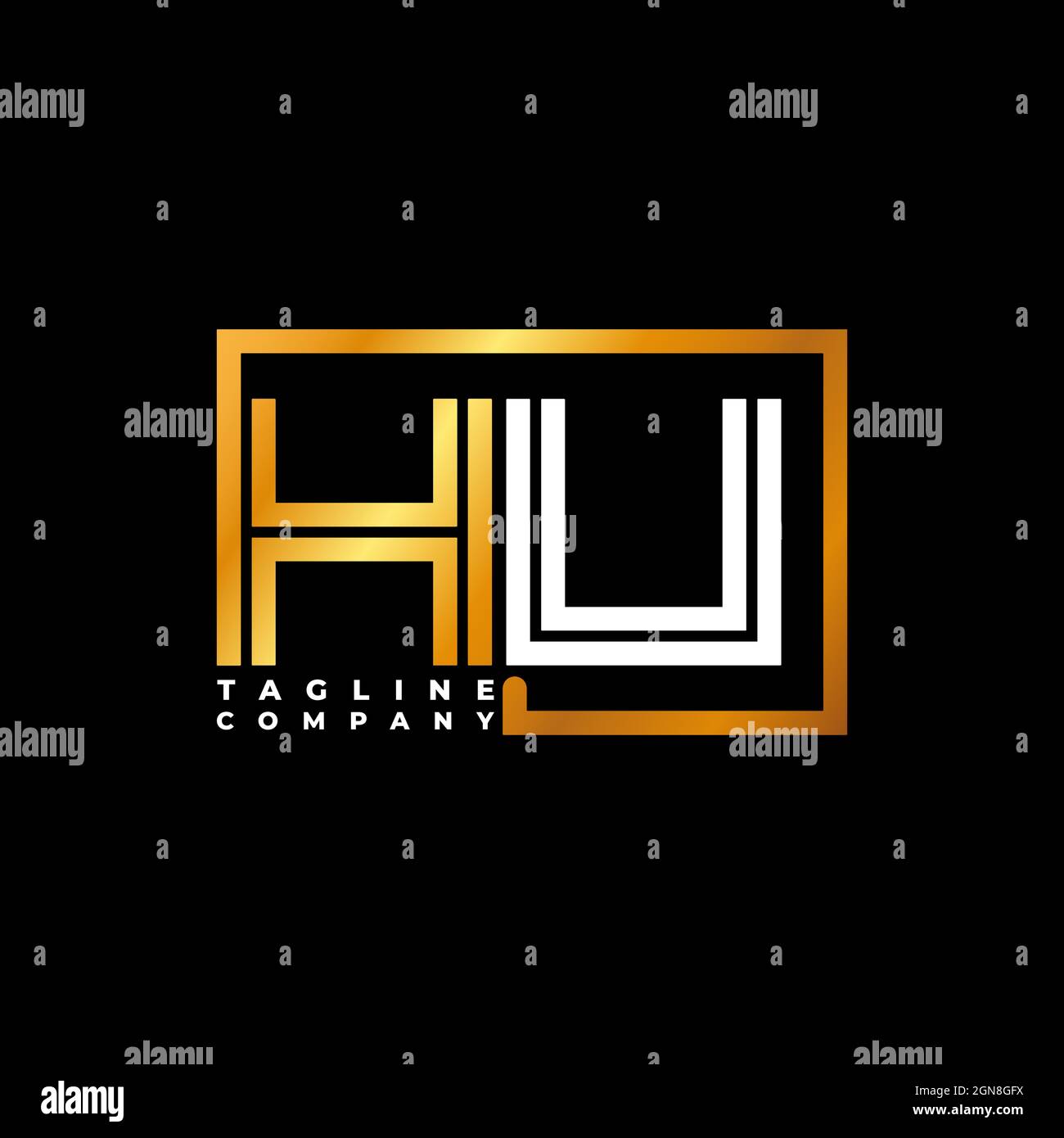 HU Logo letter monogram shape line golden vector template. Business ...