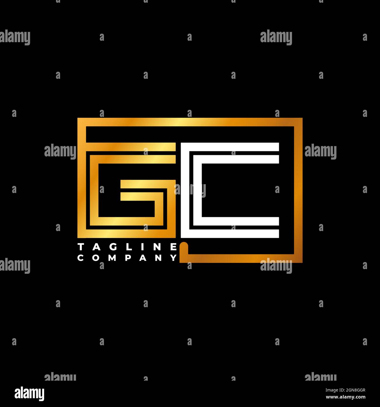 GC Logo letter monogram shape line golden vector template. Business ...