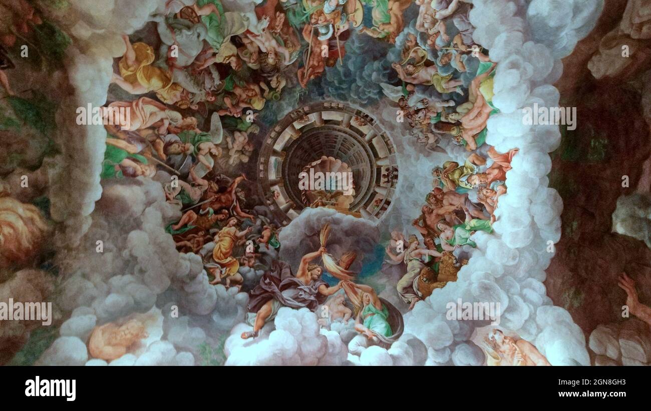 Giulio Romano's fresco in the hall of giants at the palazzo tè in ...