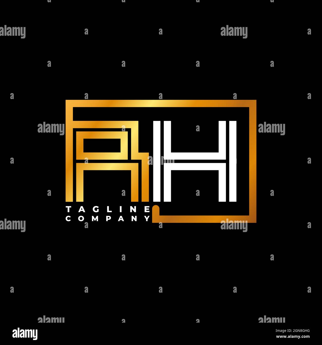 RH Logo letter monogram shape line golden vector template. Business monogram company Stock ...