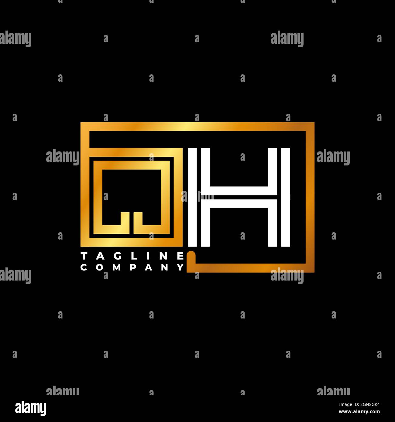 QH Logo letter monogram shape line golden vector template. Business ...
