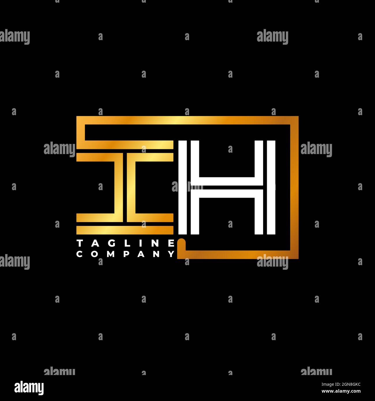 IH Logo letter monogram shape line golden vector template. Business ...