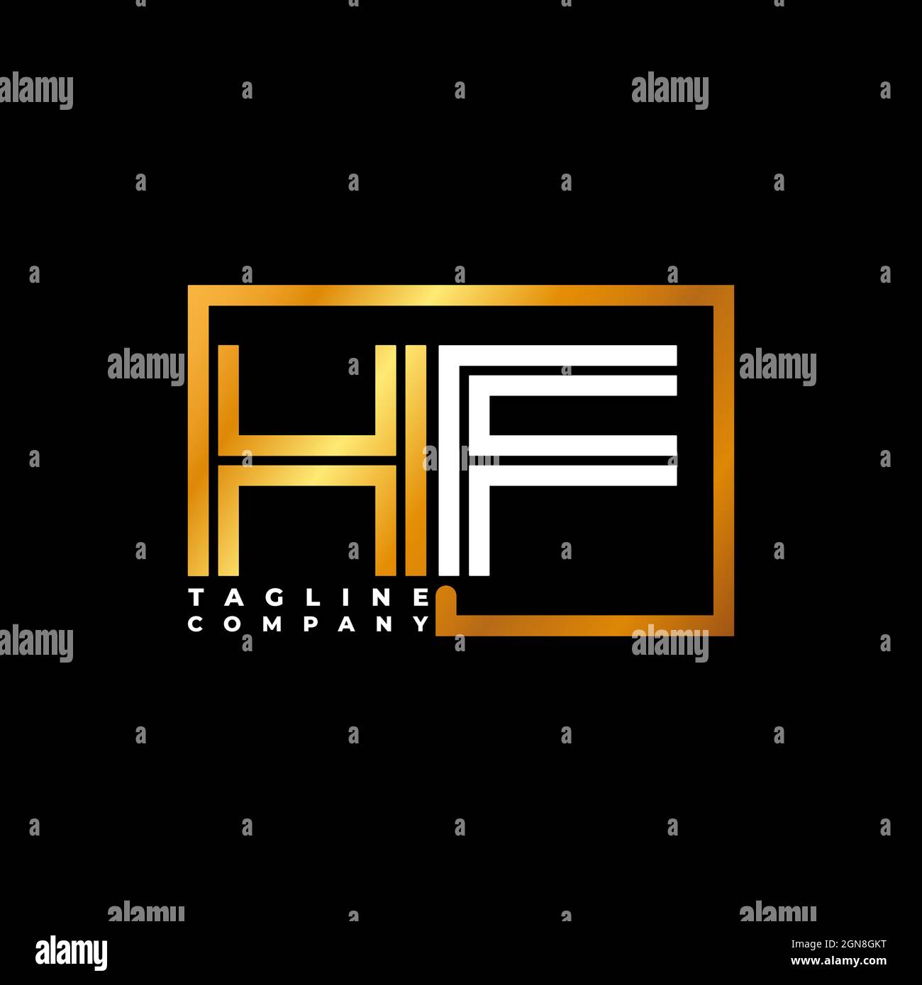 HF Logo letter monogram shape line golden vector template. Business ...