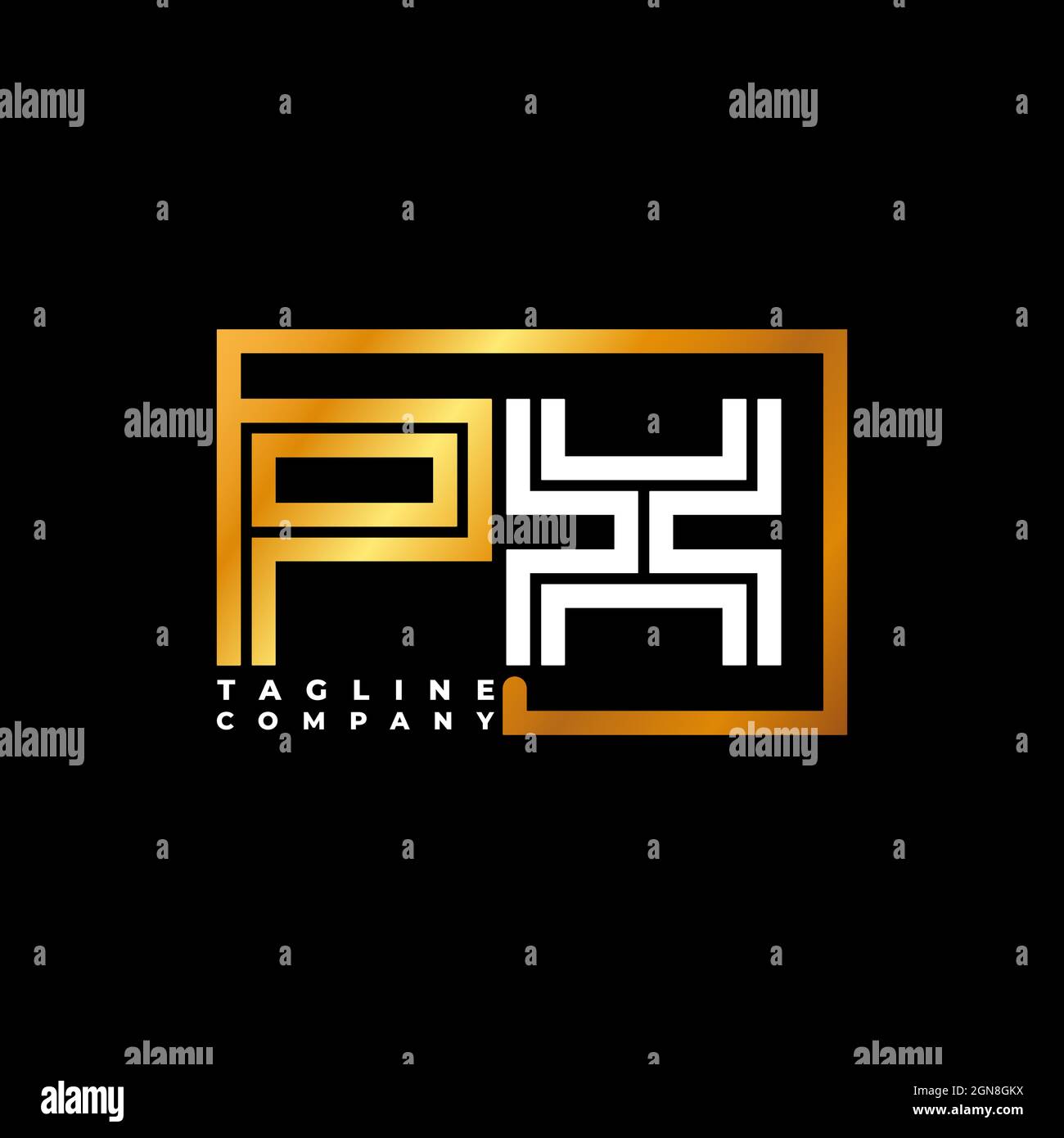 PX Logo letter monogram shape line golden vector template. Business ...