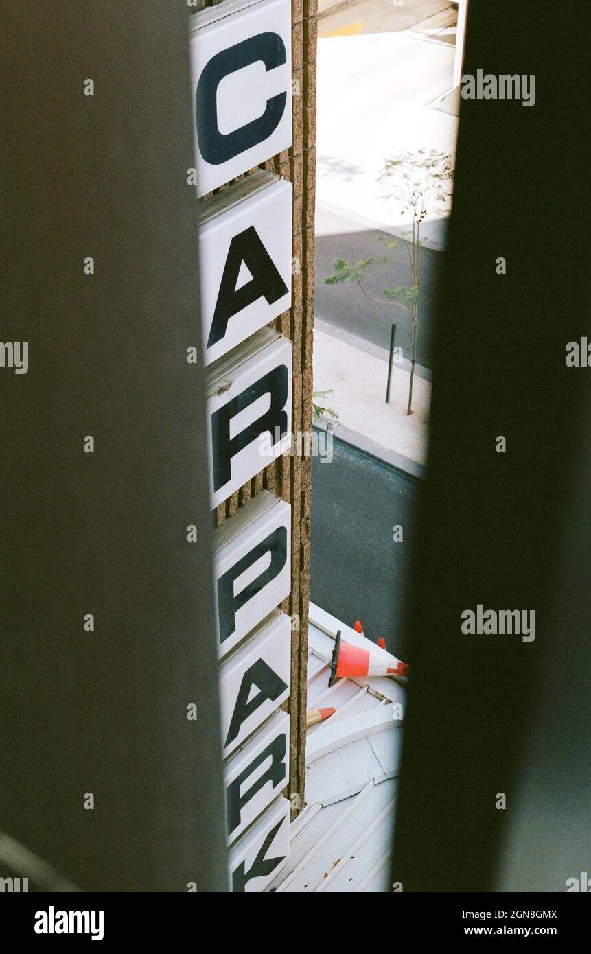Car park signage near the road Stock Photo - Alamy