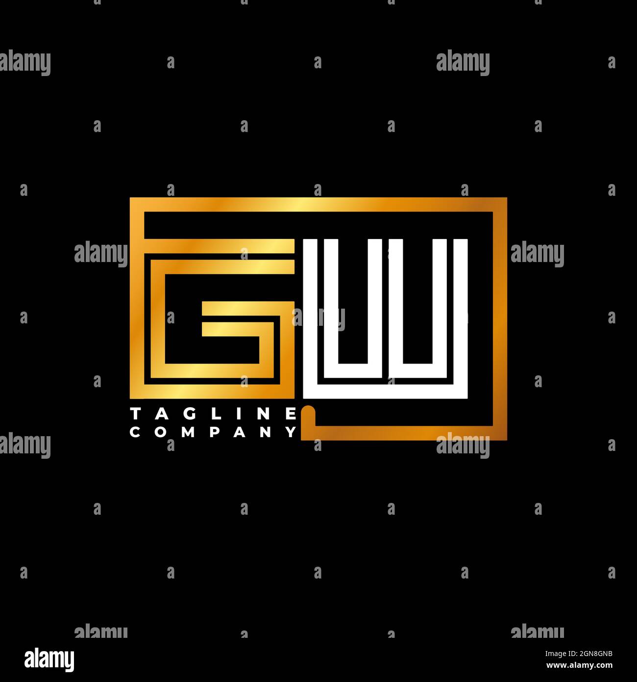 GW Logo letter monogram shape line golden vector template. Business ...