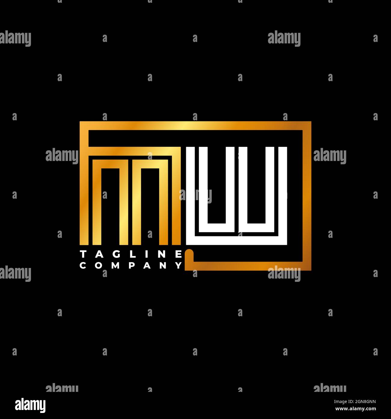 MW Logo letter monogram shape line golden vector template. Business ...