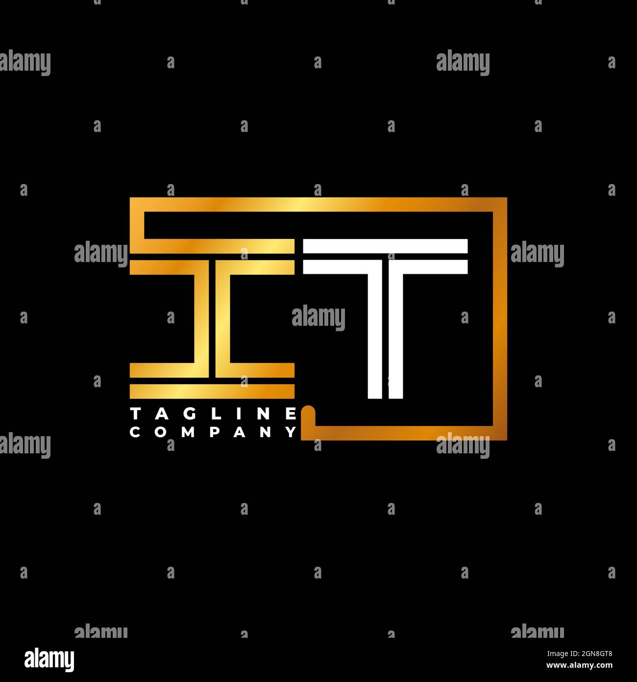 IT Logo letter monogram shape line golden vector template. Business ...