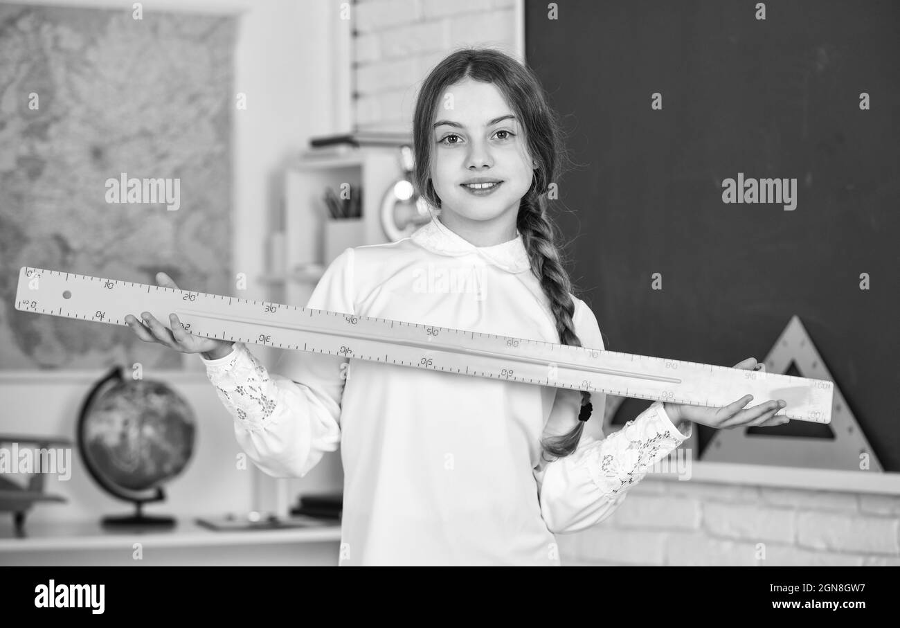 Learning to use ruler. back to school. High school student learning ...