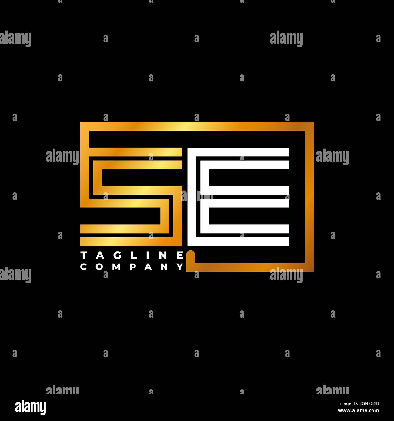 SE Logo letter monogram shape line golden vector template. Business ...