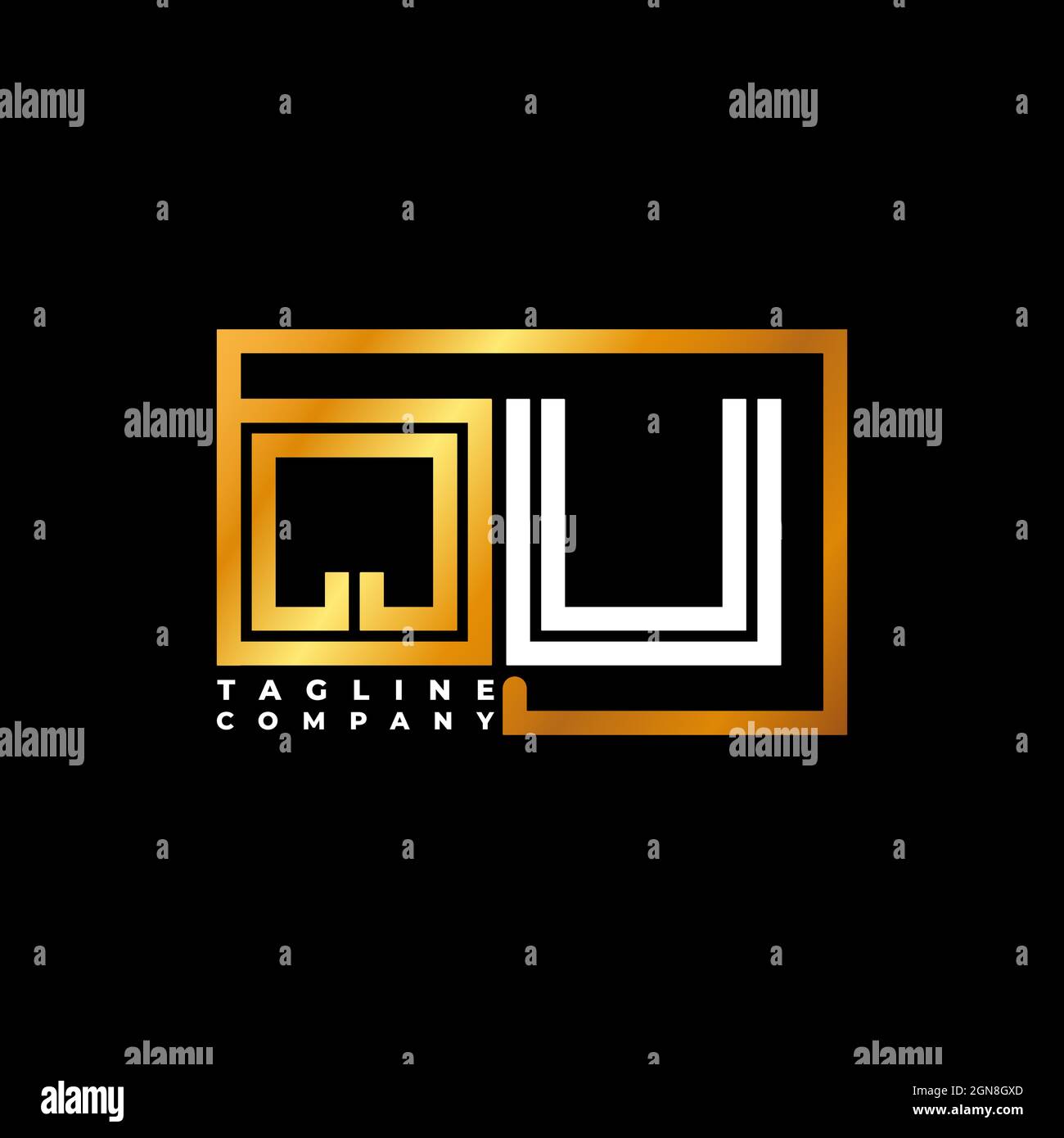 QU Logo letter monogram shape line golden vector template. Business ...