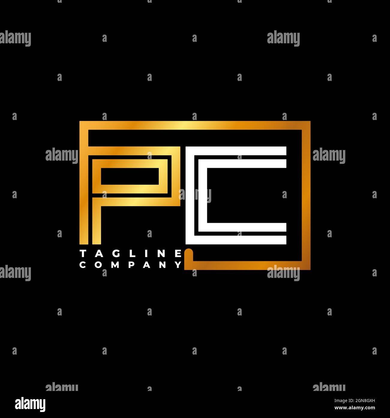 PC Logo letter monogram shape line golden vector template. Business ...