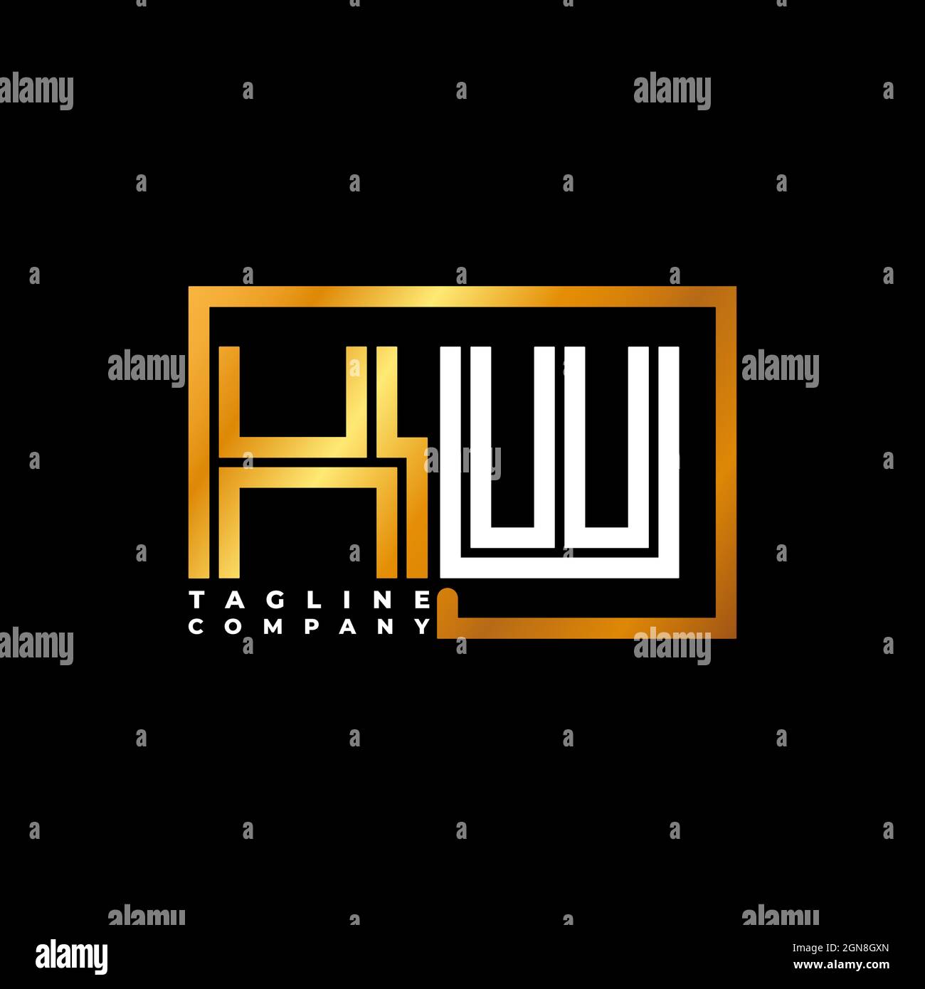 KW Logo letter monogram shape line golden vector template. Business ...