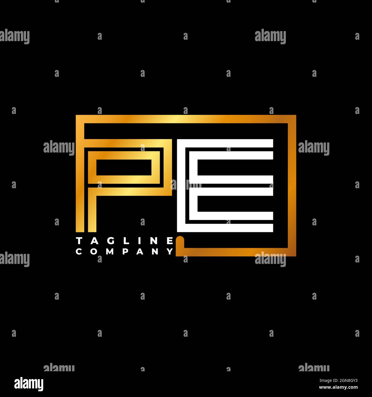 PE Logo letter monogram shape line golden vector template. Business ...
