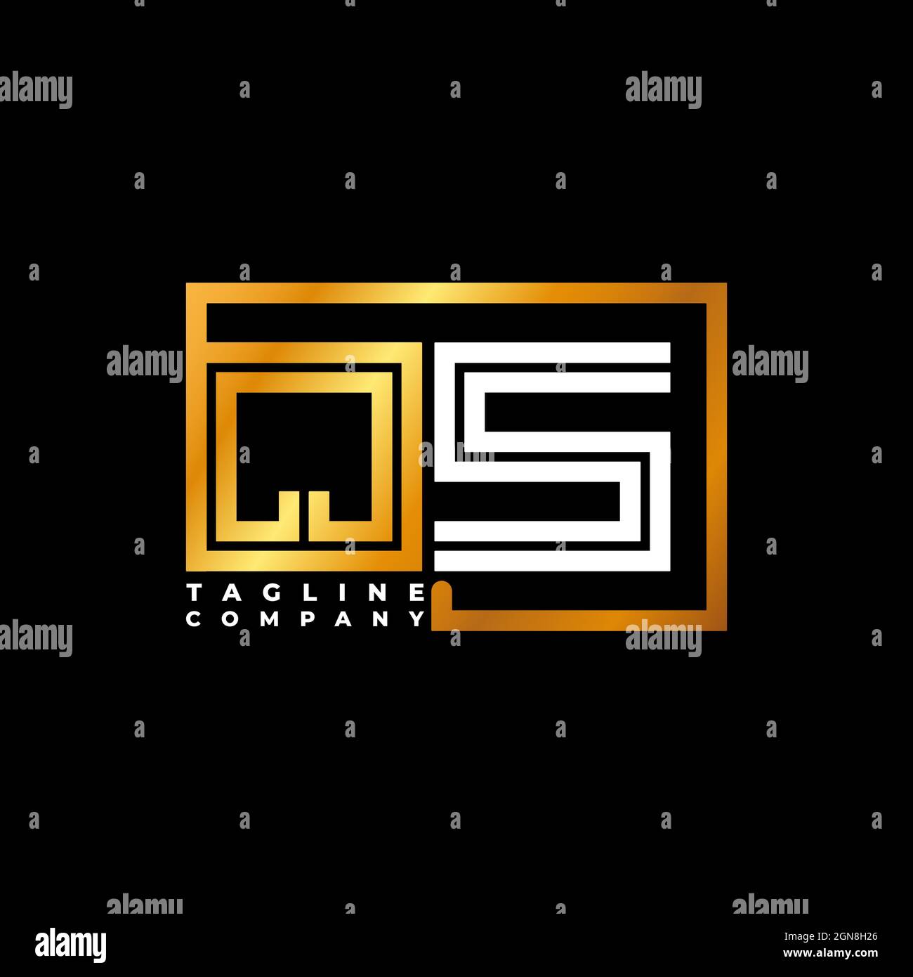 QS Logo letter monogram shape line golden vector template. Business ...