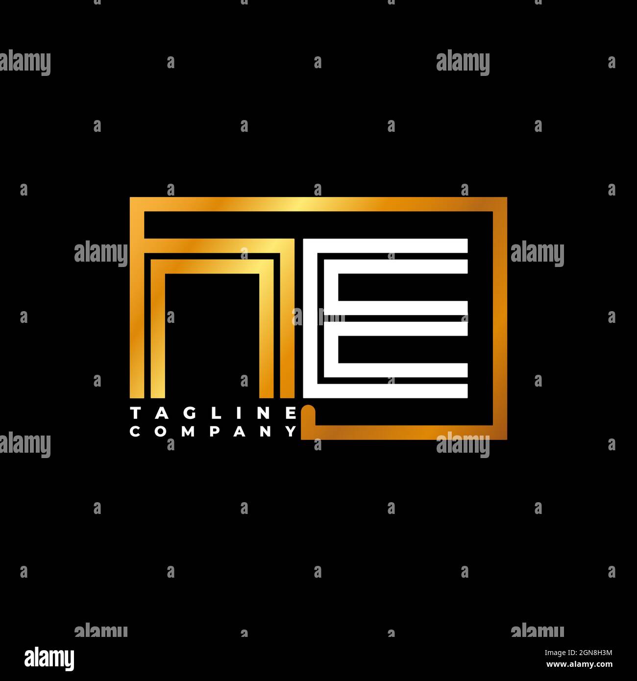 NE Logo letter monogram shape line golden vector template. Business ...
