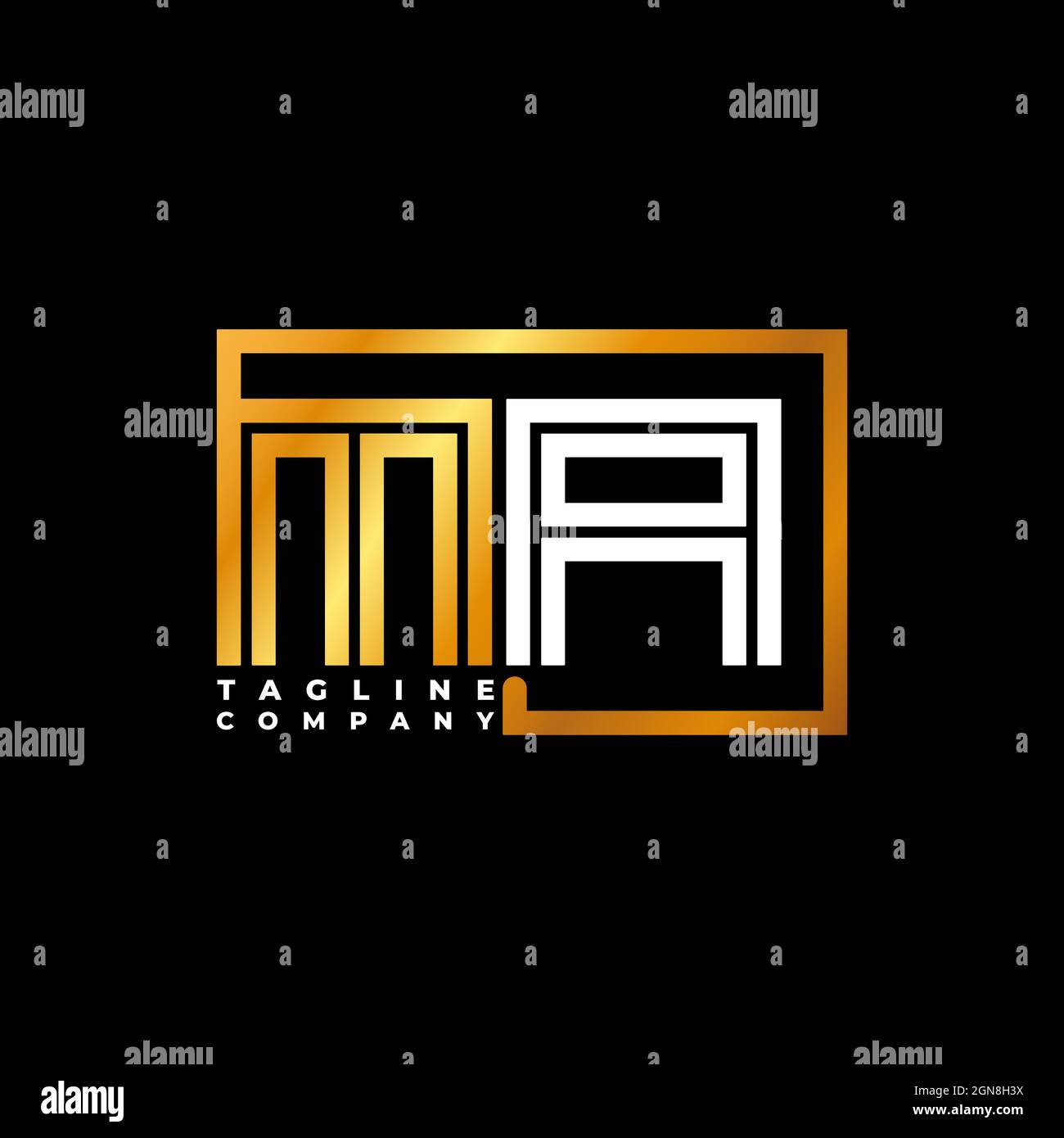MA Logo letter monogram shape line golden vector template. Business ...