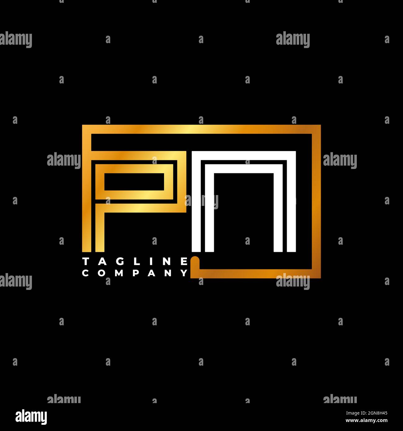 PN Logo letter monogram shape line golden vector template. Business ...