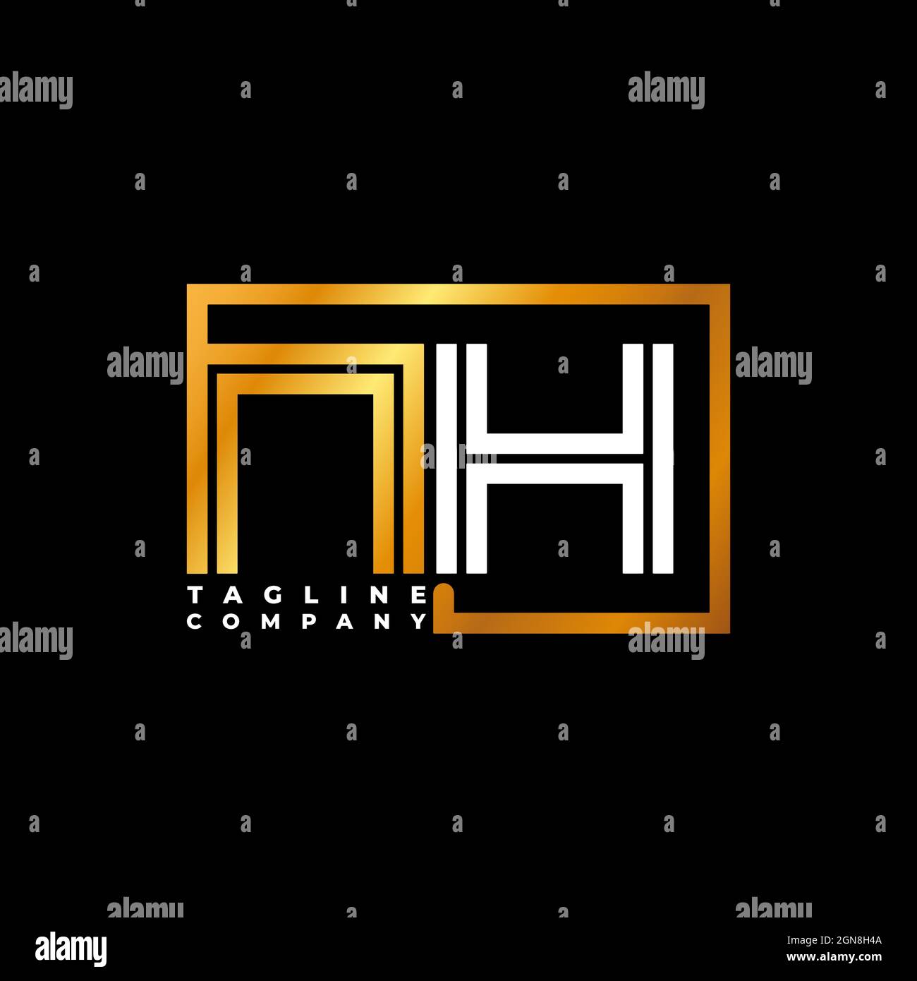 NH Logo letter monogram shape line golden vector template. Business ...