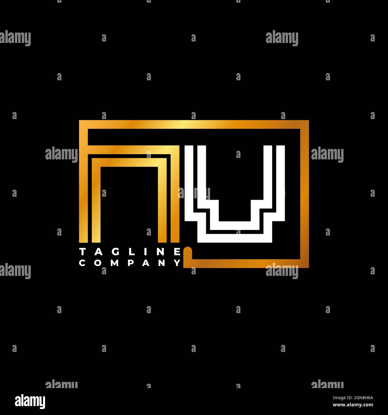 NV Logo letter monogram shape line golden vector template. Business ...