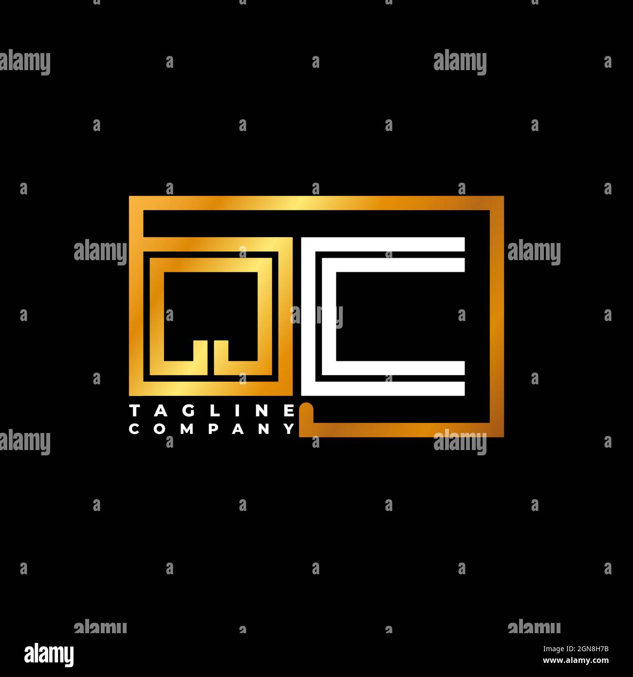 QC Logo letter monogram shape line golden vector template. Business ...