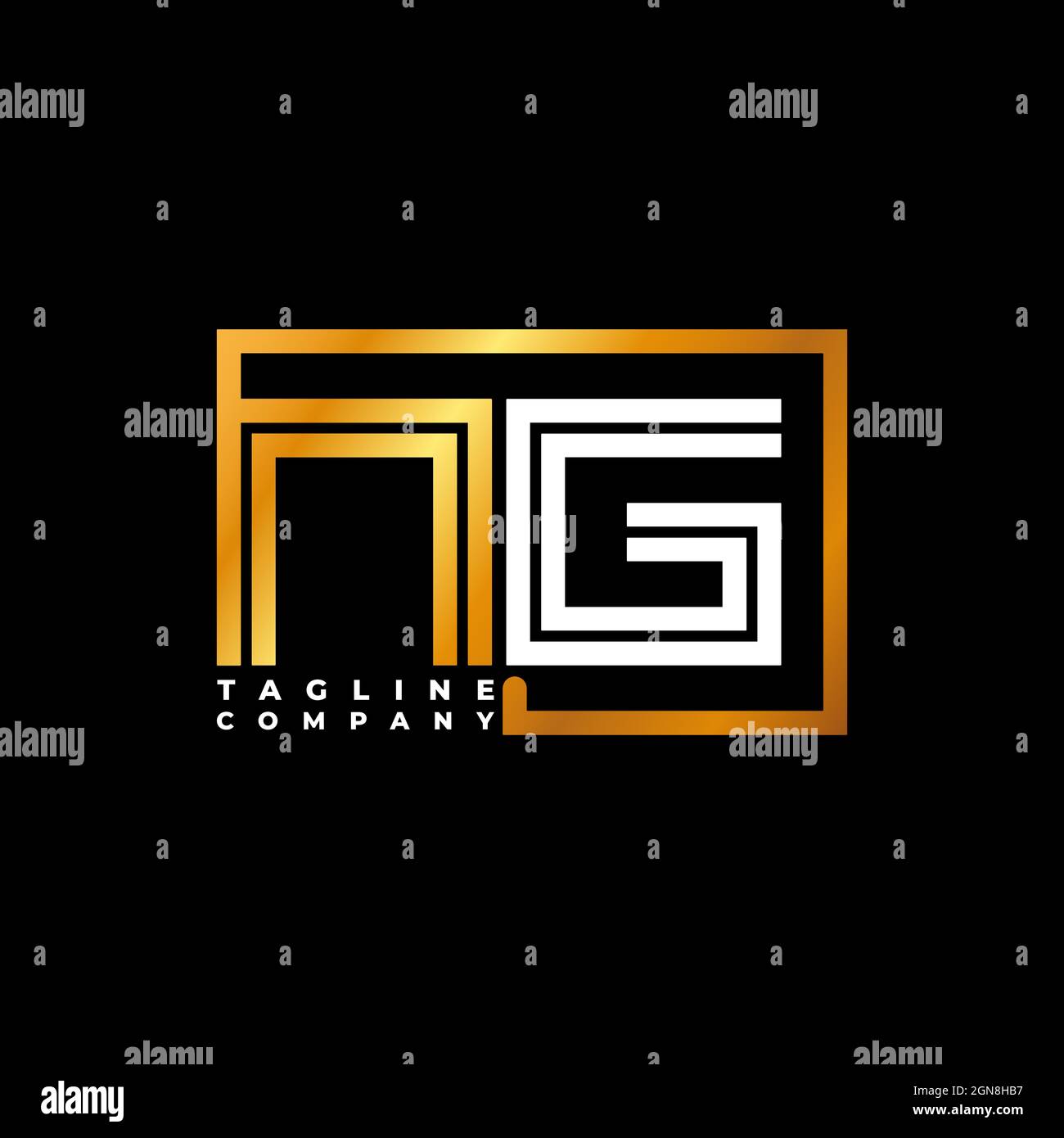 NG Logo letter monogram shape line golden vector template. Business ...