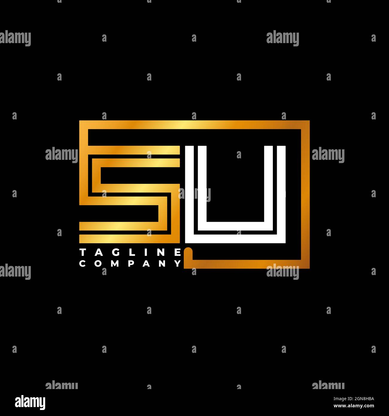 SU Logo letter monogram shape line golden vector template. Business ...