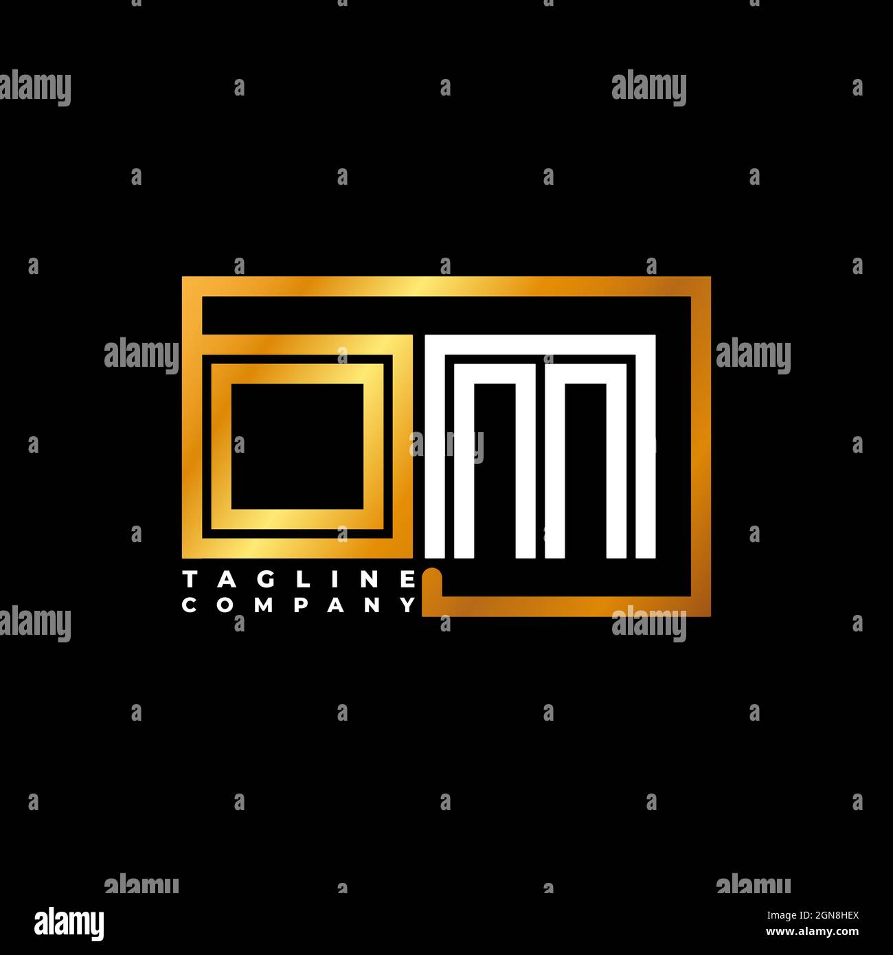 OM Logo letter monogram shape line golden vector template. Business ...