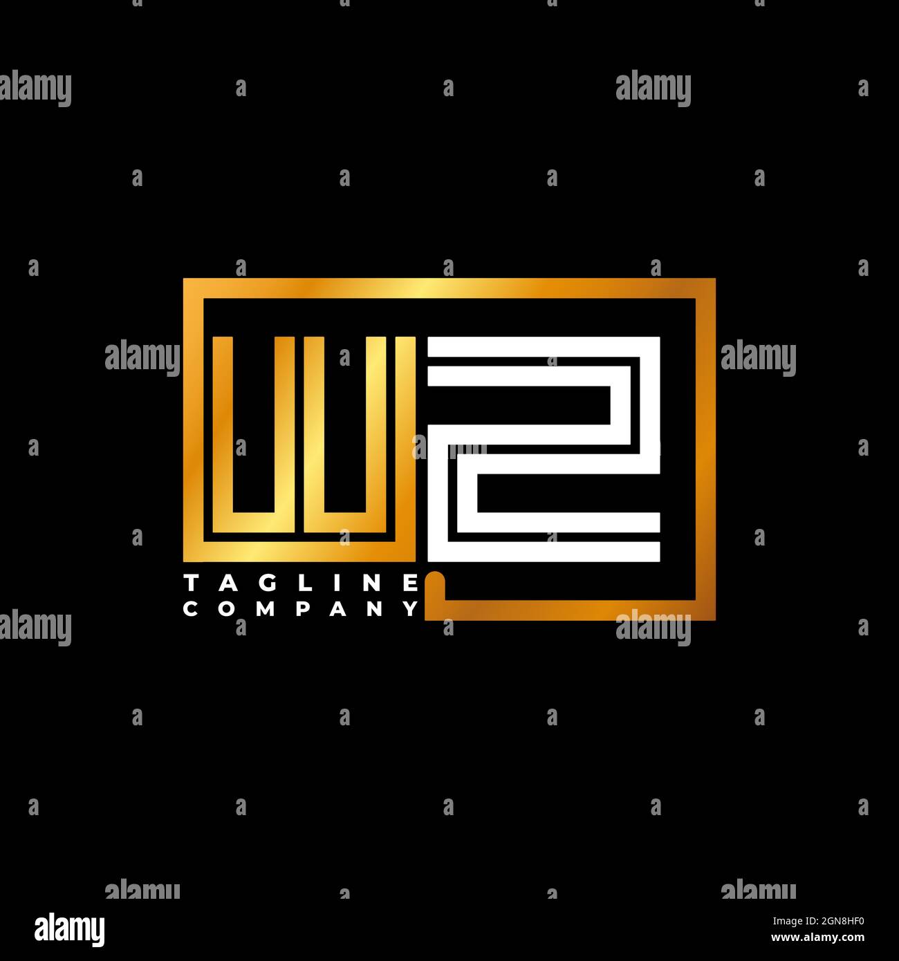 WZ Logo letter monogram shape line golden vector template. Business ...