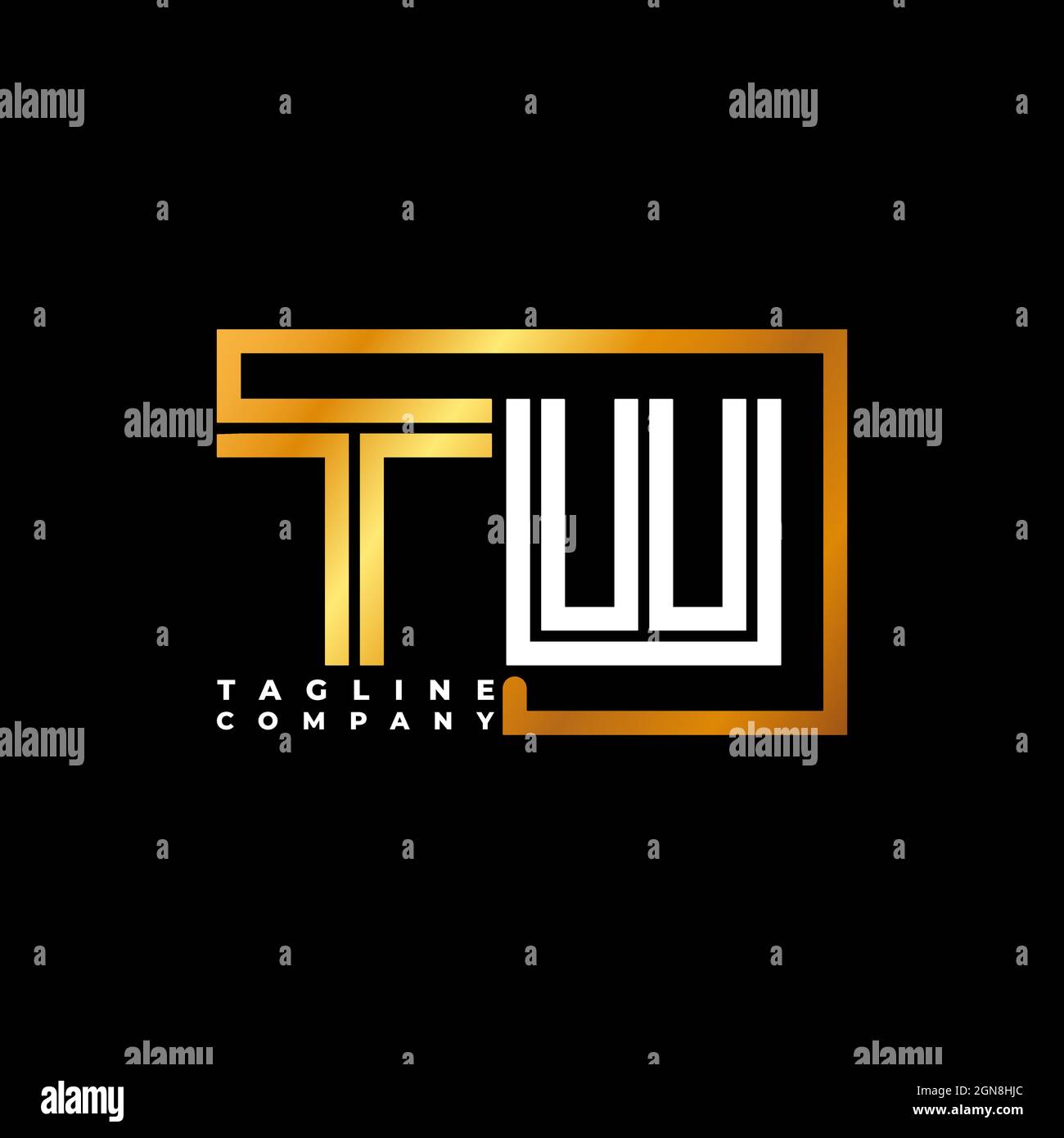 TW Logo letter monogram shape line golden vector template. Business ...