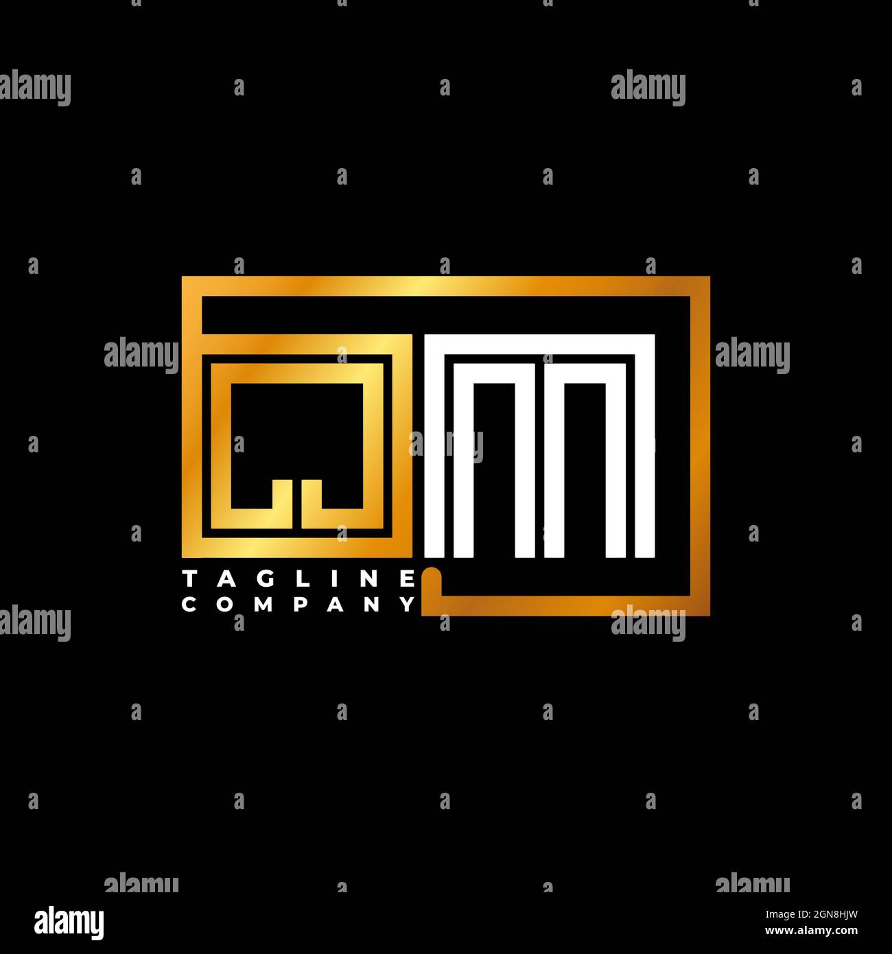 QM Logo letter monogram shape line golden vector template. Business ...