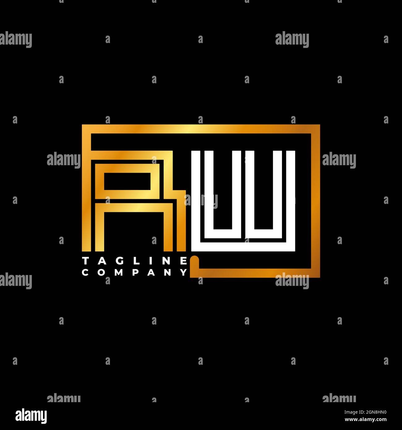 RW Logo letter monogram shape line golden vector template. Business ...