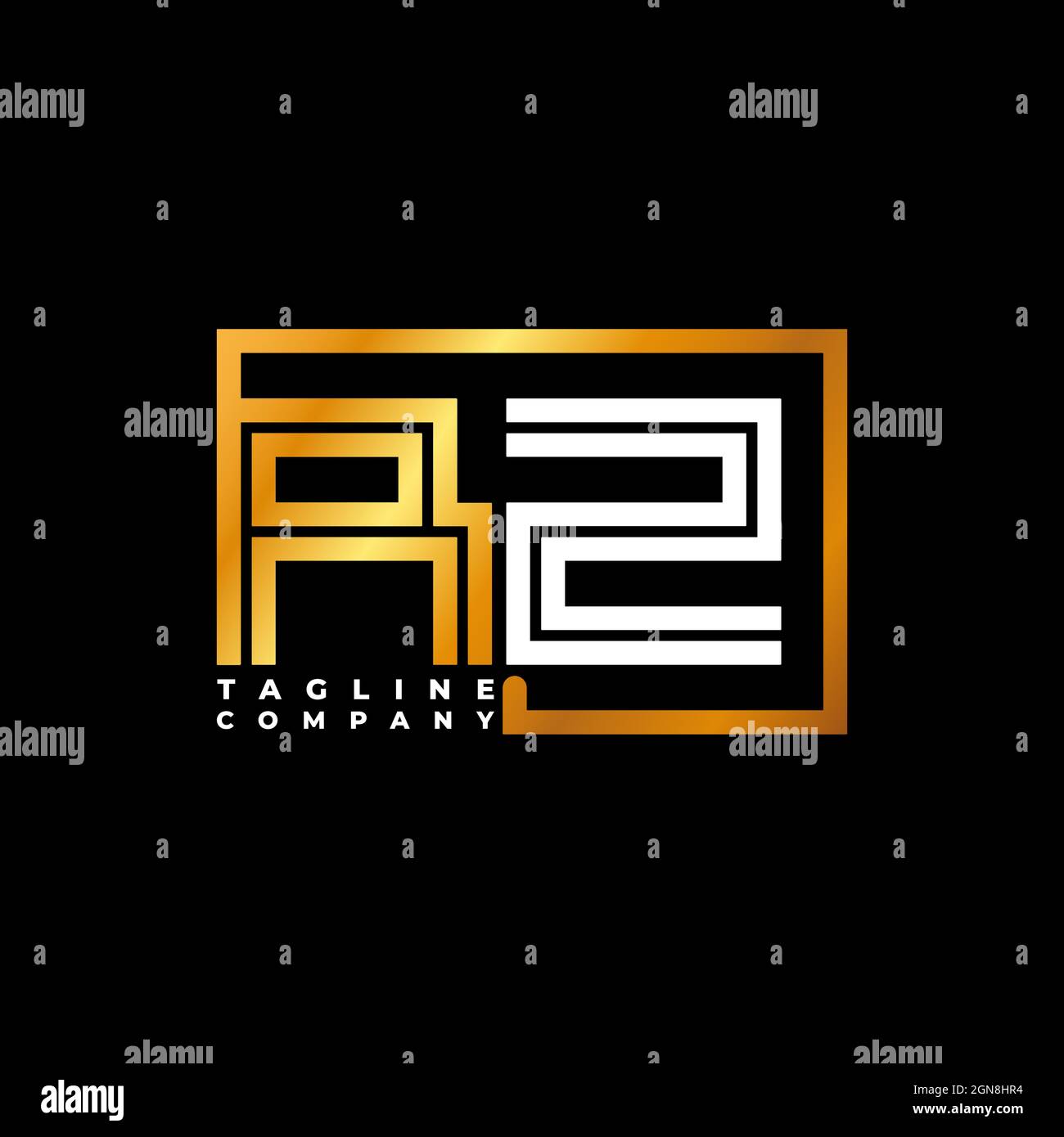 RZ Logo letter monogram shape line golden vector template. Business ...