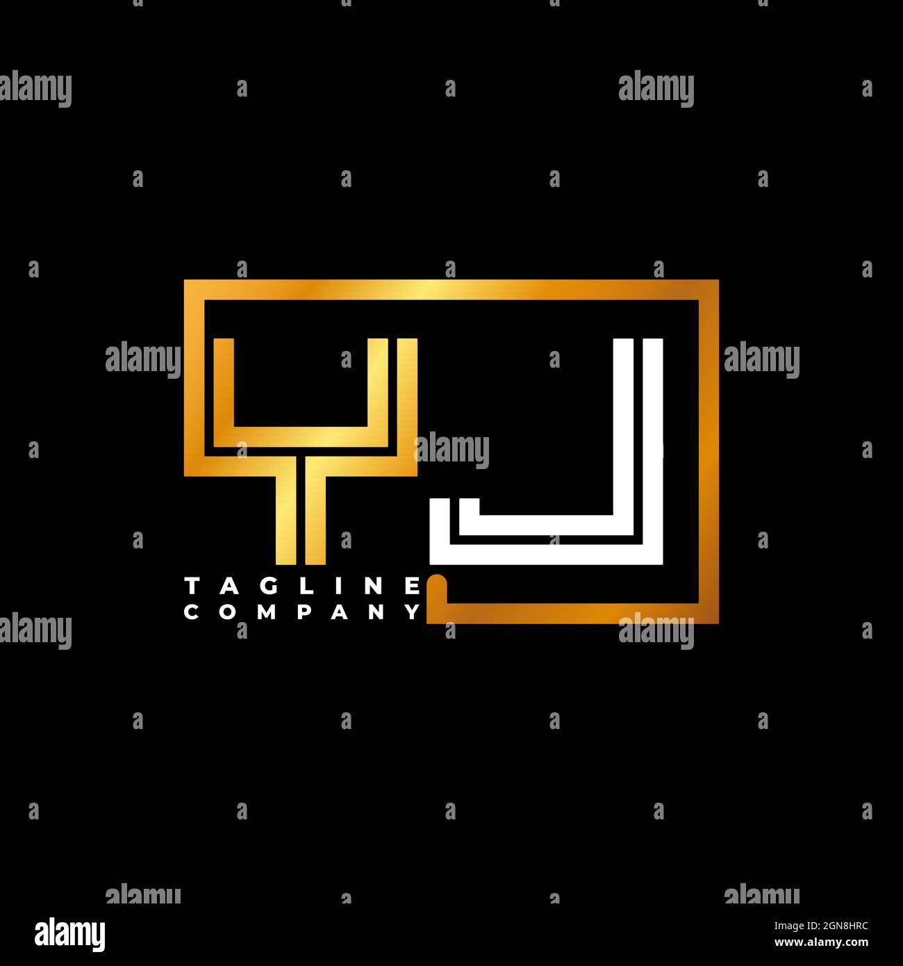 YJ Logo letter monogram shape line golden vector template. Business monogram company Stock ...