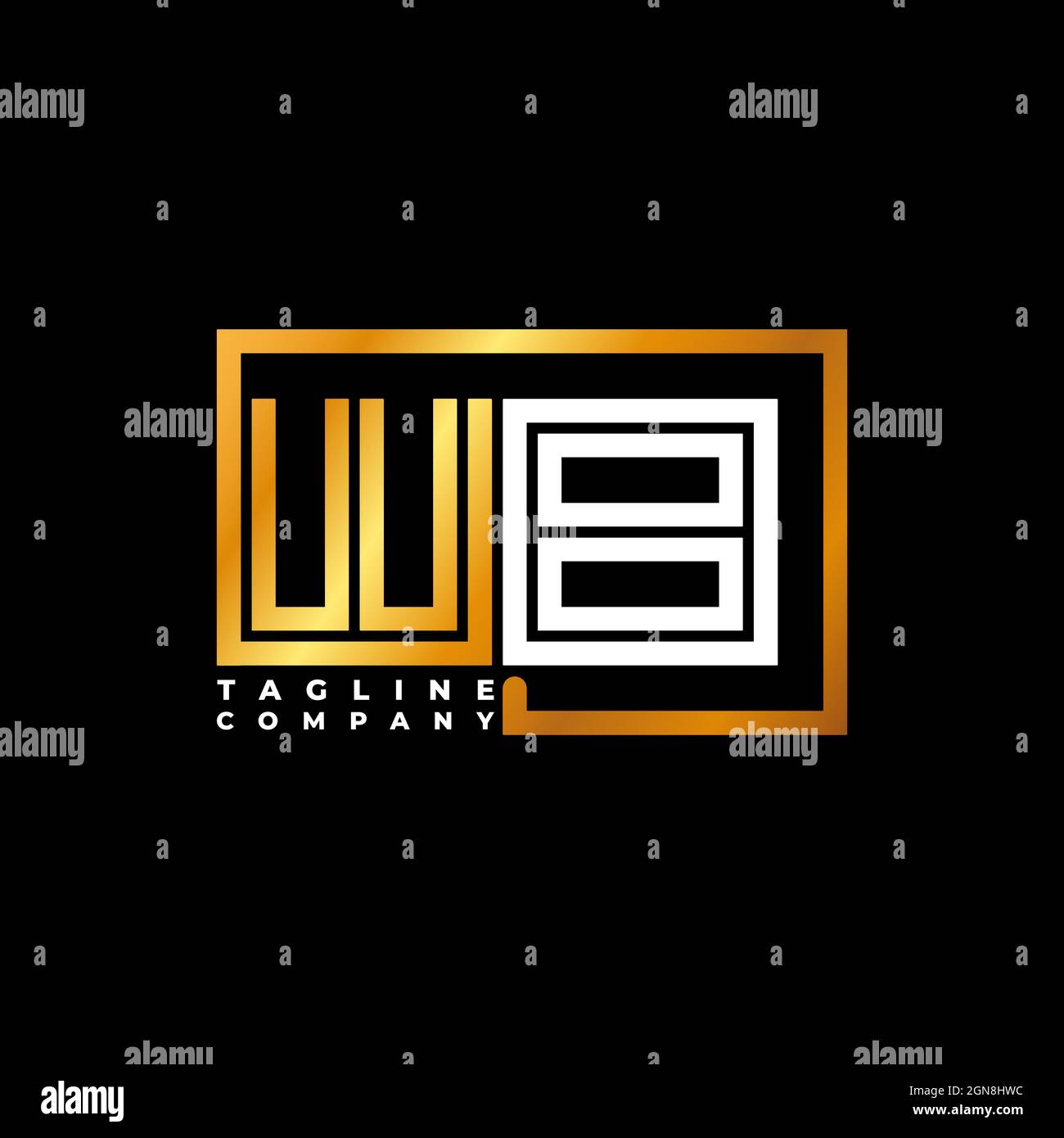 WB Logo letter monogram shape line golden vector template. Business ...
