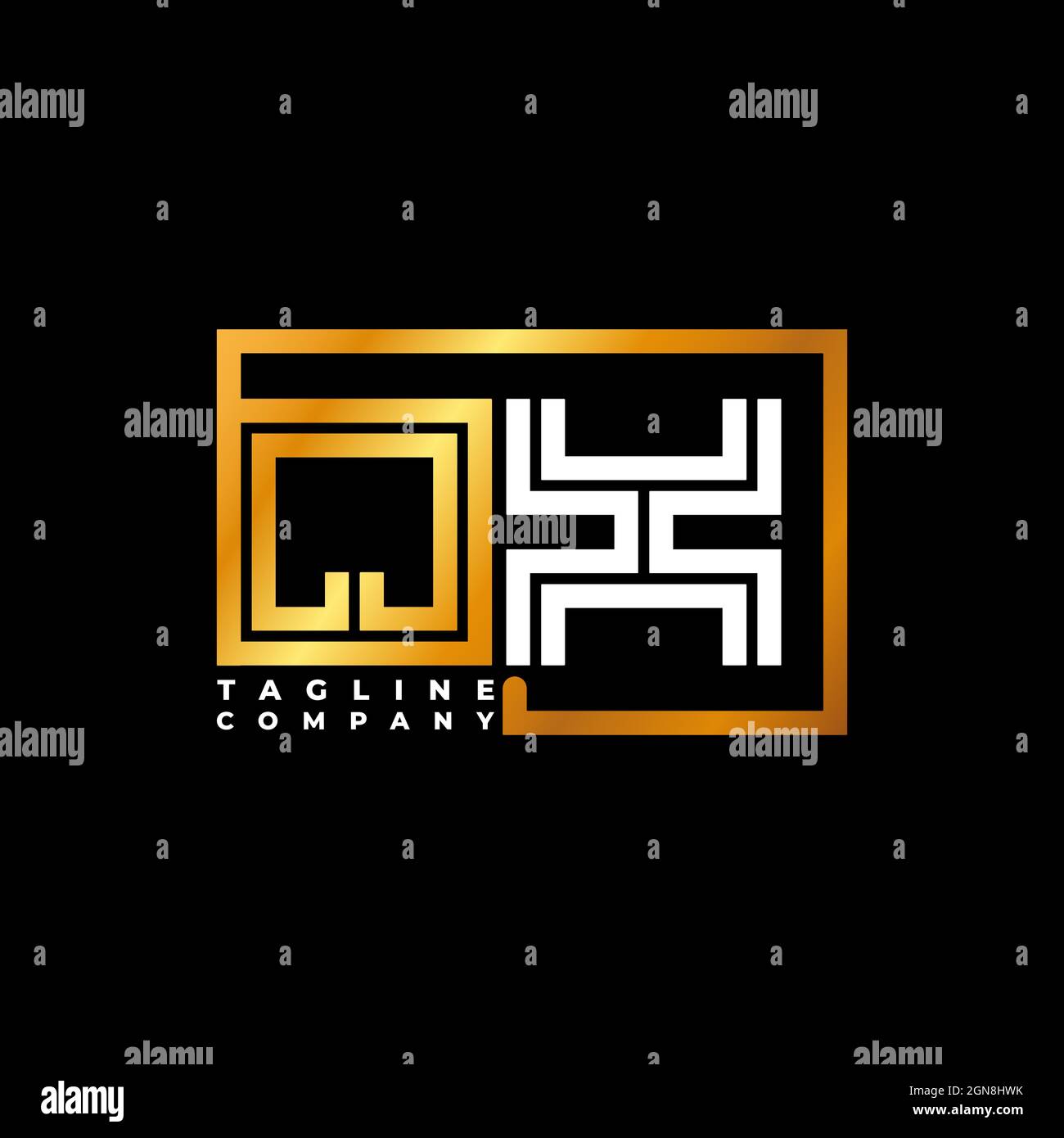 QX Logo letter monogram shape line golden vector template. Business ...