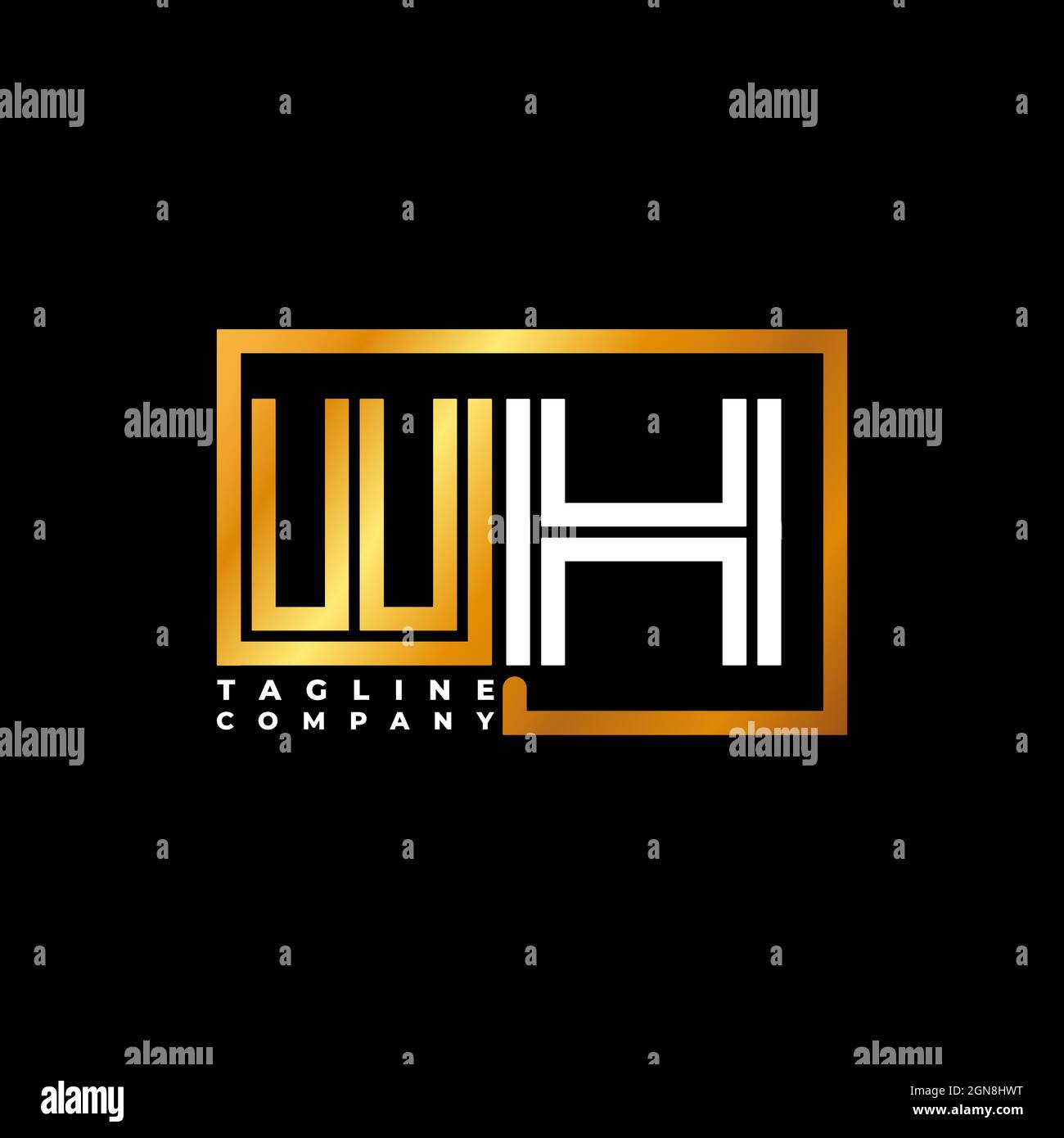 WH Logo letter monogram shape line golden vector template. Business ...