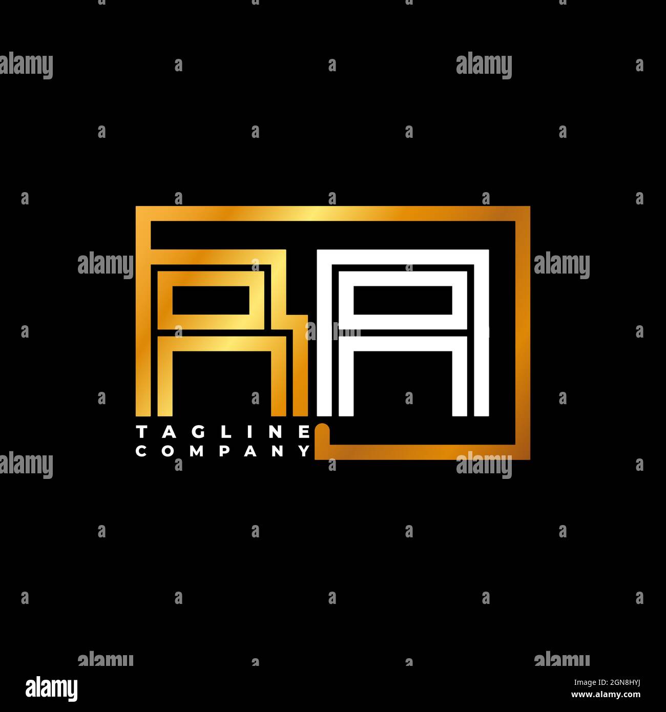 RA Logo letter monogram shape line golden vector template. Business ...