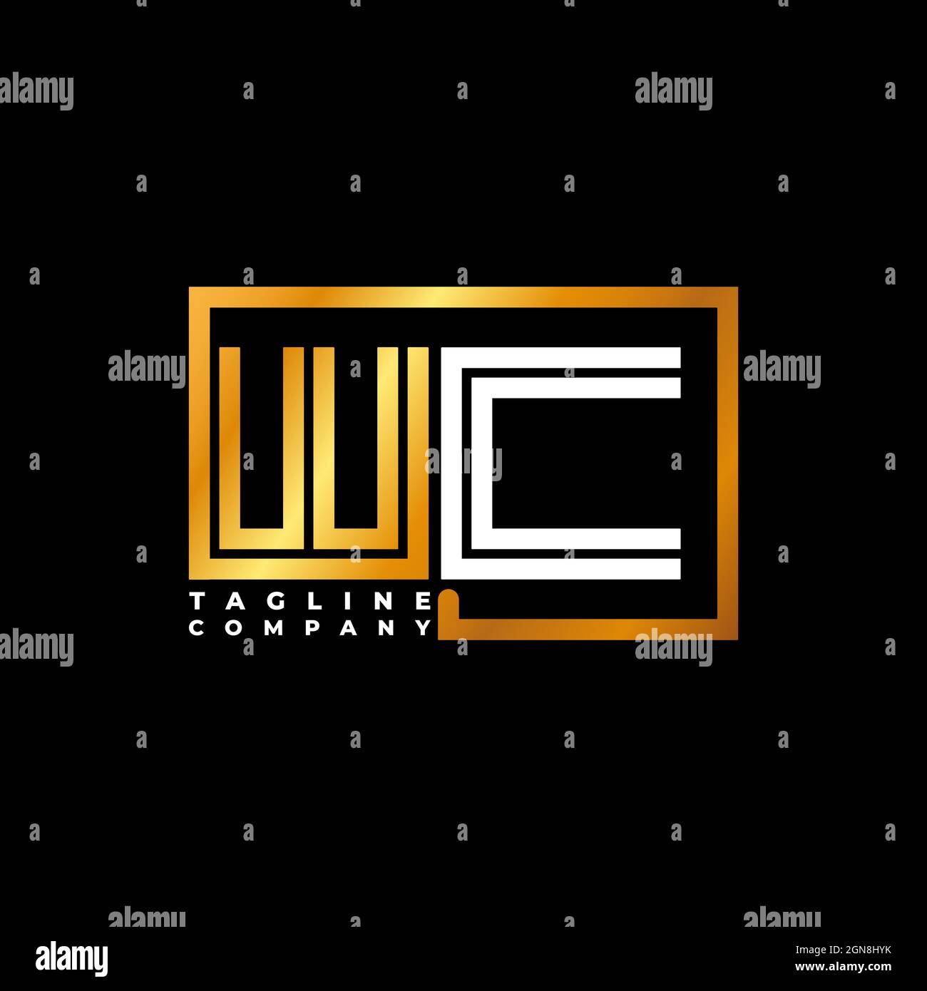 WC Logo letter monogram shape line golden vector template. Business ...