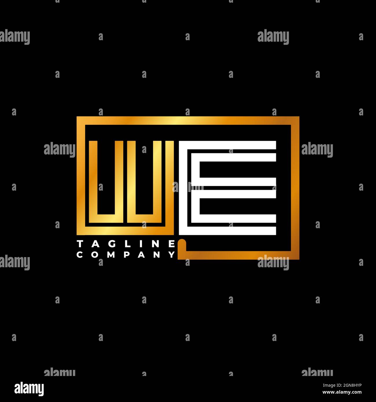 WE Logo letter monogram shape line golden vector template. Business ...
